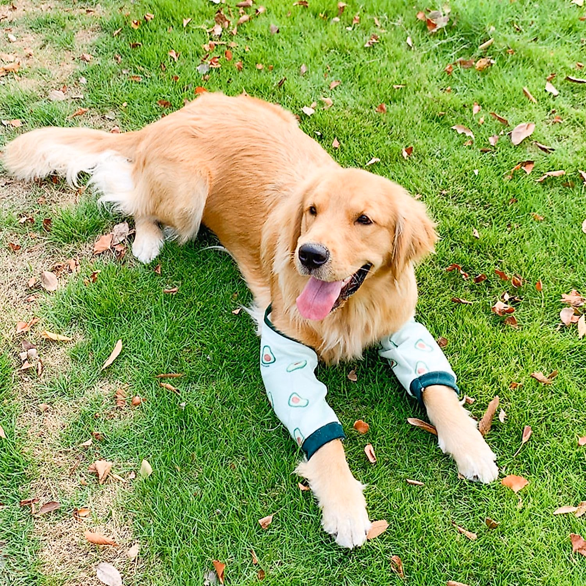 HDKUW Dog Elbow Protector, Dog Leg Recovery Sleeve for Prevent Licking Wound, Joint Sleeves with Mesh Pad for Medium Large Dogs Thickened Avocado 2XL