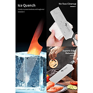 MAD SHARK Nakiri Vegetable Chef Knife 7 Inch, Razor Sharp Usuba Knife, Multipurpose Chopping Knife with Precision and Beauty, for Home and Kitchen