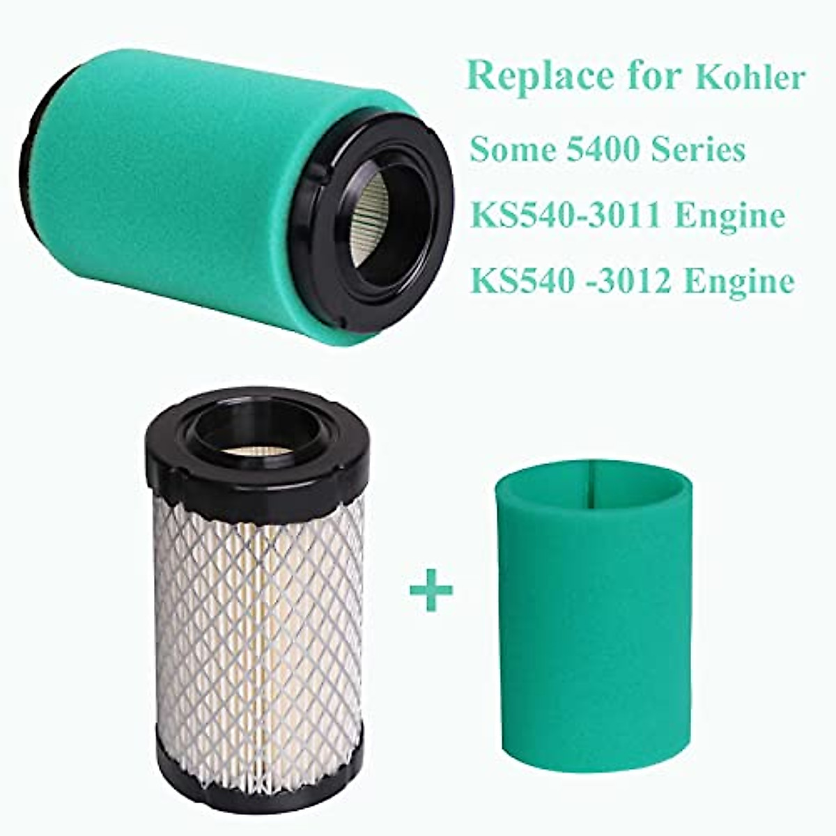 DUCTAIL 2 Pack 22-083-01, 22-083-01-S Air Filter Kit Compatible with Kohler 5400 Series KS540 17 -19.5hp Engine, Replace 22-883-01-s1 2208301s Cub Cadet xt1 Lawn Mower Air Filter
