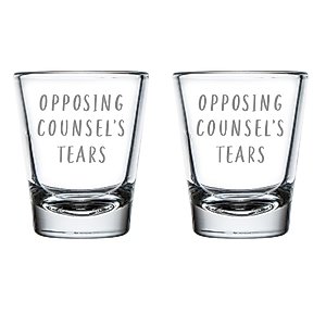 MIP Set of 2 Shot Glasses 1.75oz Shot Glass Opposing Counsel's Tears Funny Lawyer Attorney Law Graduate Gift