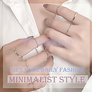 Yheakne Boho Rings Set Stackable Knuckle Finger Rings Gold Band Rings Minimalist Midi Rings Modern Finger Rings Accessories for Women and Teen Girls Gifts (Gold)