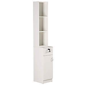 BarberPub Locking Wall Mount Hair Styling Barber Station with Drawer Storage Beauty Salon Spa Equipment 3036-1 (White)