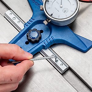 Rockler Table Saw Alignment Gauge - Precision Dial Indicator Table Saw for Parallelism & Safe Cuts – Adjustable Fit Miter Fence Gauge w/Aluminum Miter Bar, Hex Key – Woodworking Tools