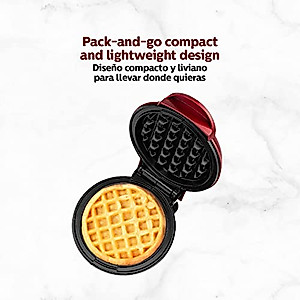 USEFUL PICKS Mini Waffles Maker for Individual, Easy to Clean, Non-Stick Surfaces, 5 Inch, Red