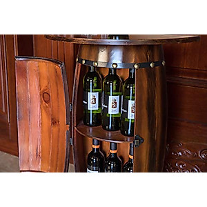 Vintiquewise Wooden Wine Barrel Console, Bar End Table Lockable Cabinet