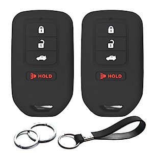 INFIPAR 2pcs Compatible with Honda Accord Civic CR-V HR-V Pilot CR-Z Fit Ridgeline Crosstour Odyssey Insight Key Fob Cover Case Key Chain Protector Keyless Remote Jacket