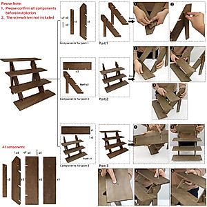 ZYP 4 Tier Wood Cupcake Display Stand Tool Free Retail Cookie Display Riser,Rustic Tiered Table Display Stand for Vendors Home Wedding Party,Brown