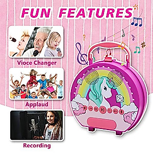 Kids Karaoke Machine for Girls Boys with 2 Microphones Toddler Singing Bluetooth Toys Children Karaoke Singing Machine Recording Voice Changing Speaker for Party Age 3-12