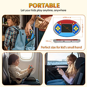 TEBIYOU Handheld Game Console for Kids Build in 218 Puzzle Leisure Video Games Portable Rechargeable Oval Colorful Gamming System with 3.0” LCD Boys Girls Birthday Christmas Party Gift (Gray)