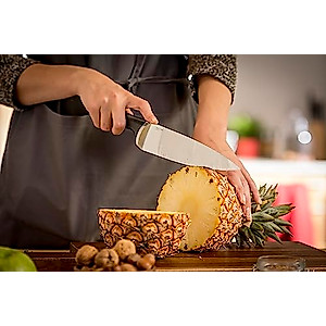 Tefal Ice Force K232S574 Wooden Block with 5 Slots and 5 Knives: Bread Knife 20 cm / Chef Knife 20 cm / Santoku Knife 18 cm / Paring Knife 11 cm / Carving Knife 9 cm