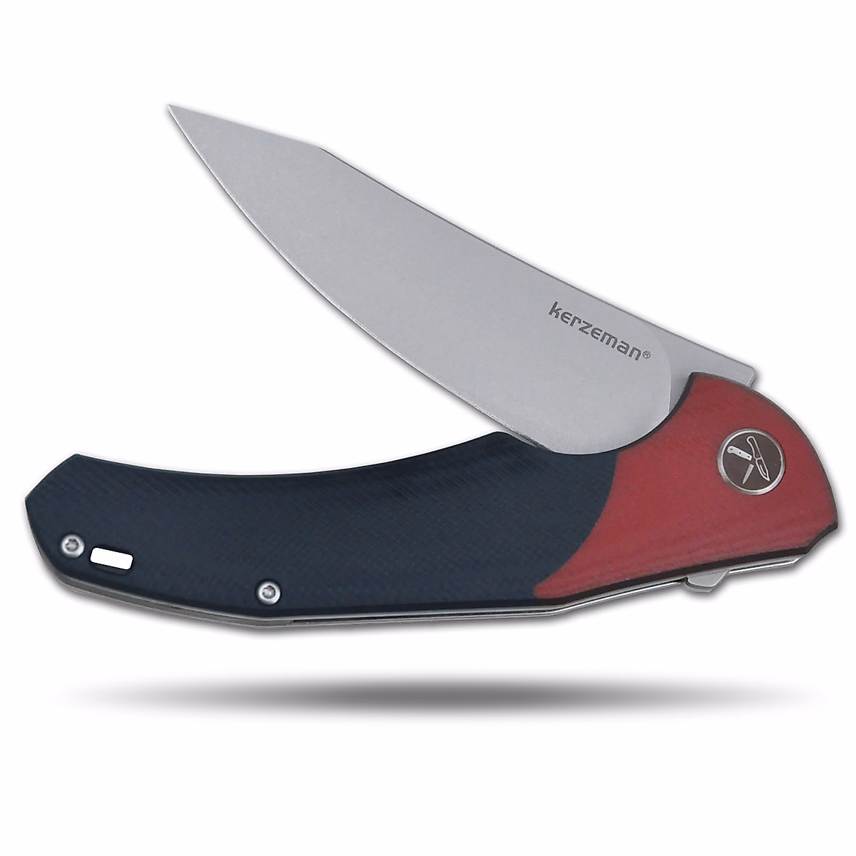 KERZEMAN Pocket Folding Knife, 3.81 "Stonewashed D2 Blade G10 Handle, Liner Lock,Pocket Knife With Clip,Good For EDC Outdoor knives,Camping Survival Hiking Knife KZ-658-G10-BLACK(RED)