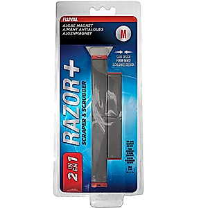 Fluval Razor+ 2-in-1 Algae Magnet, Aquarium Glass Scraper, Medium