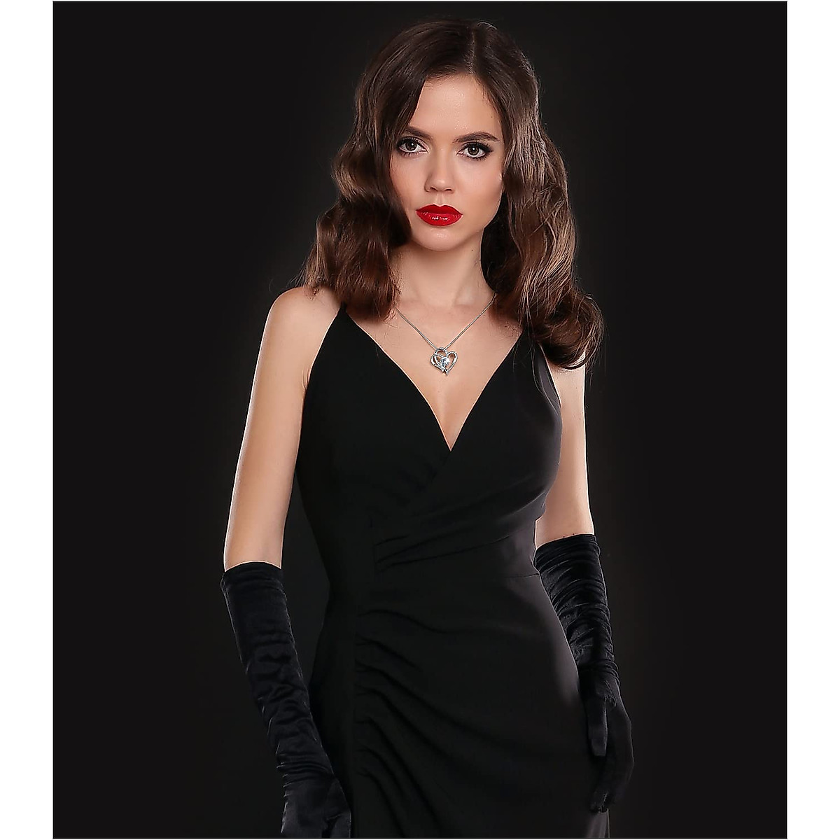 REJOY24 Heart Pendant Goodluck Necklace made of Brass, Platinum Plated coating with Shiny Rhinestone (Box included)