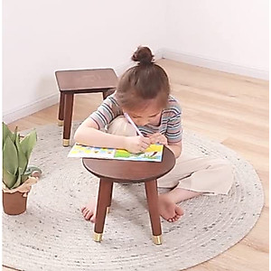 Natural and Co. Wooden Stool Round Step Stool 10 Inch Plant Stands Detachable Legs Vanity Stool Bench, 12X12X10 inch, tongjiao303026