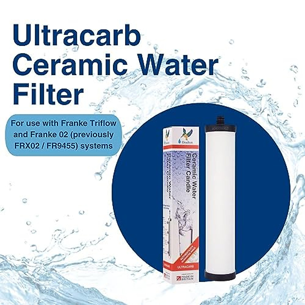 Doulton M15 UltraCarb Ceramic Drinking Water Filter Candle for Franke 02, Franke Triflow, Filterflow, All 1st Gen Steel and 2nd Gen Plastic Housings ¦ FRX01 ¦ 10 inch ¦ M15 Thread ¦ W9223021 (1 Pack)