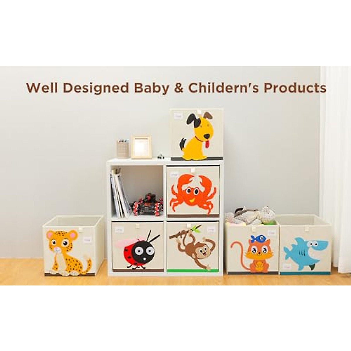 Vmotor Foldable Animal Canvas Storage Toy Box/Bin/Cube/Chest/Basket/Organizer For Kids, 13 inch(Fox)