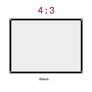 60-100 Inch Portable Projector Screen, Foldable 4:3 HD Non-Crease Polyester Projection Screen with View Angle Visual for Indoor Outdoor Film Theater Movie(White-60)