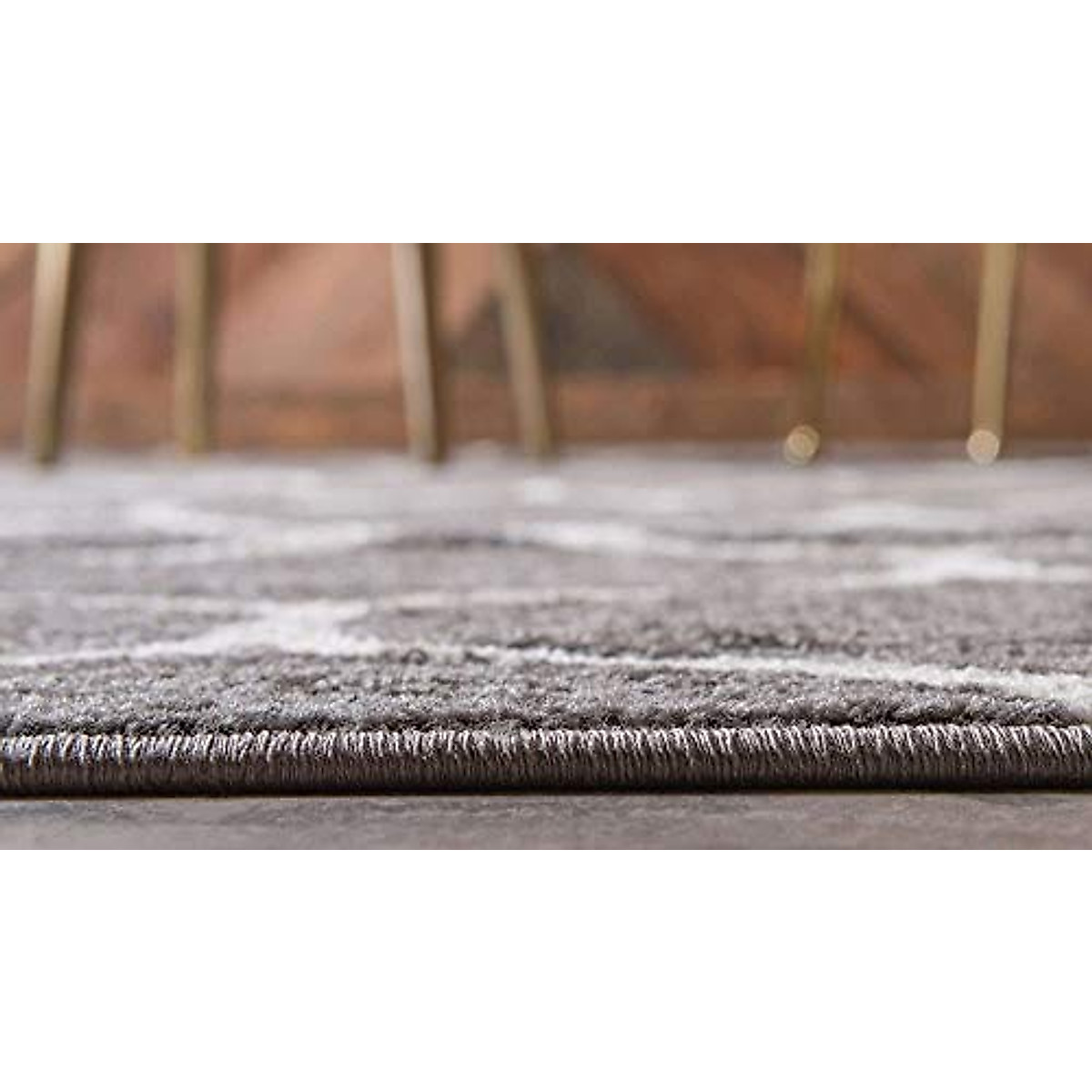 Unique Loom Trellis Frieze Collection Area Rug - Rounded (6' Round, Dark Gray/ Ivory)