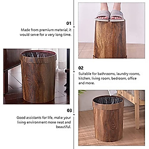 1pc Holder Car Kitchens Modern Pattern or Toillet with Can Bucket Mini Xcm Paper Rubbish Wicker L Uncovered Retro Wood Decorative Imitation Wastebasket Bathrooms Basket Powder