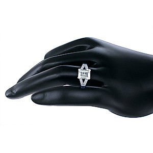 VIR JEWELS 2.20 cttw Emerald Shape Green Amethyst Ring Brass with Rhodium Plating 10x8 MM Size 7