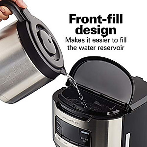 Hamilton Beach 12 Cup Programmable Front-Fill Drip Coffee Maker with Thermal Carafe, Auto Shutoff, 3 Brew Options, Black and Stainless Steel (46391)