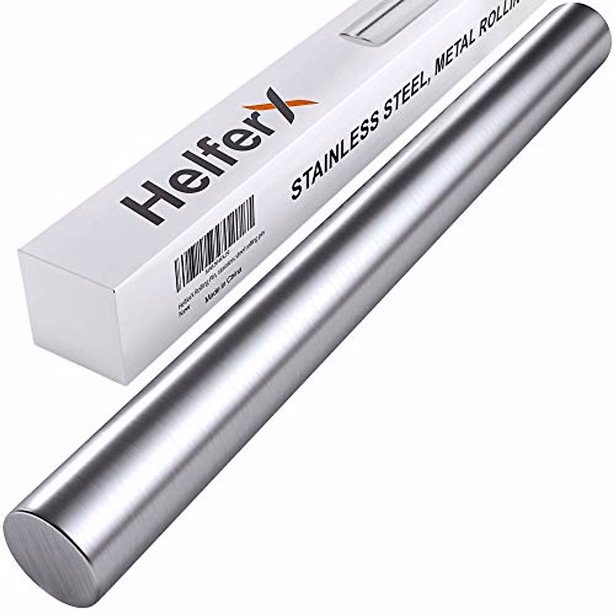 HelferX 15 inch Long Stainless Steel Rolling Pin for Baking - Perfect for Fondant, Dumpling, Ravioli, and Pizza Dough