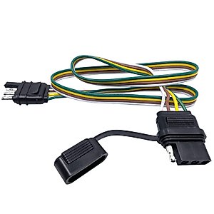 CARROFIX Trailer 4 Wire Plug 32" inch 4 Pin Flat Wire Extension Male & Female Connector
