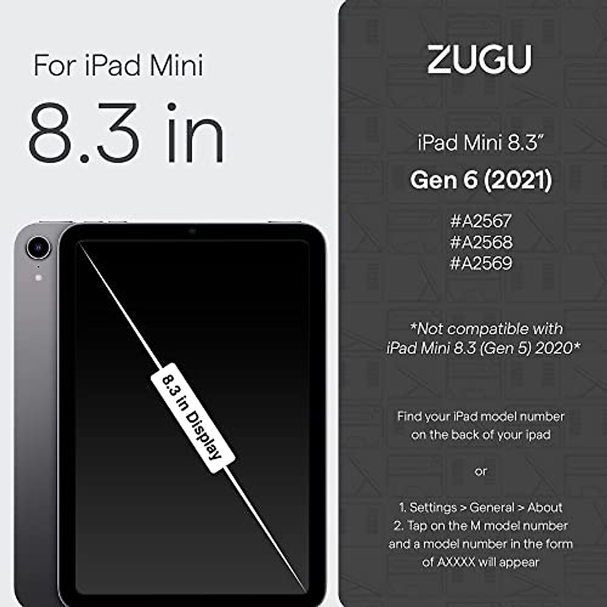 Zugu Case for 2021 iPad Mini 6 - Slim Protective Case - Apple Pencil Pocket - 5 ft. Drop Protection - Secure 7 Angle Magnetic Stand - Sleep/Wake Cover (Fits Model #'s A2567, A2568, A2569)