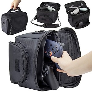 Orzly Carry Bag for Google Stadia - Multiplayer Pro-Travel Case - Features Storage Compartments & Pockets - Plus Handle & Strap for Portability - Fits Two Stadia Controllers, Chromecast & Cables etc