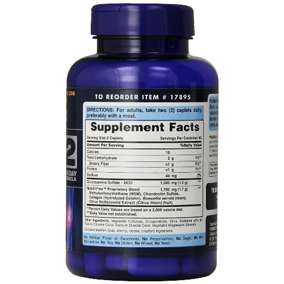 Puritan's Pride Triple Strength Glucosamine, Chondroitin & MSM Joint Soother, 90 Coated Caplets