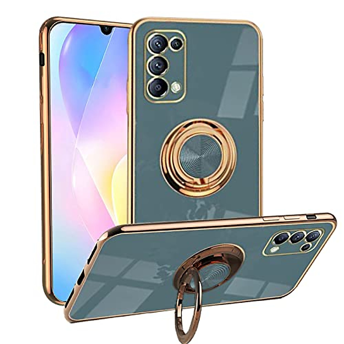 Shockproof Phone Case for Oppo Reno 6 Pro Plus 5g Pink, Oppo Reno 6 Pro Plus Case Holder, Phone Oppo Reno 6 Pro Cases (Snapdragon) Silicone TPU (Oppo Reno 6 Pro Plus 5g, Blue)