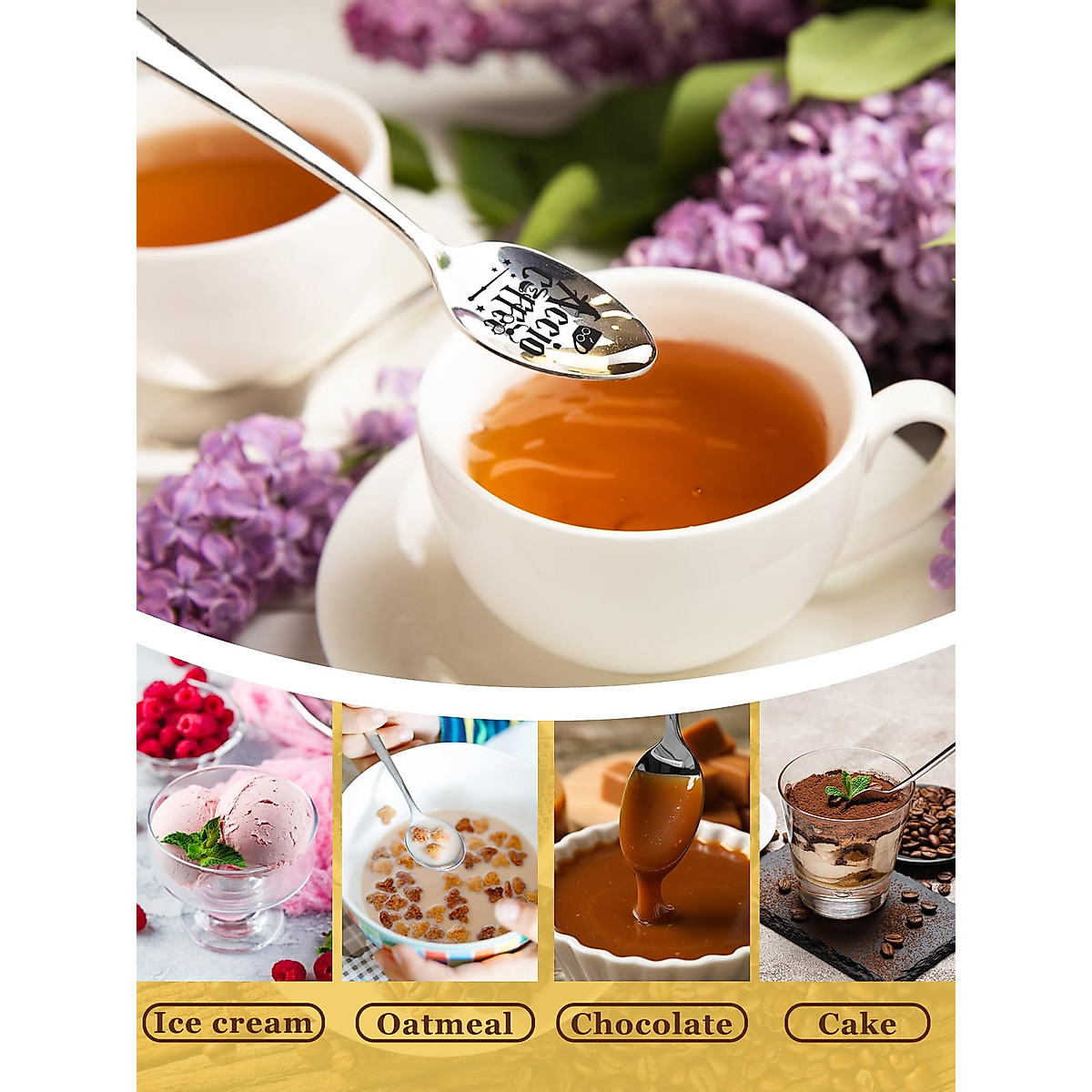 Lukifana Funny Accio Coffee Spoon, Stainless Steel Coffee Spoon Ice Cream Spoon Teaspoon Cheese Spoon, Suitable for Coffee Lovers, Bookworm Friends, Harry Potter Fans, Birthday Christmas Gifts