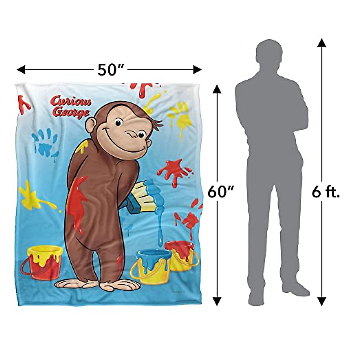 Curious George Paint Officially Licensed Silky Touch Super Soft Throw Blanket 50" x 60"