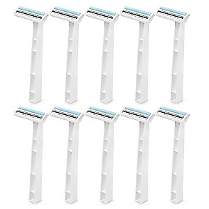 QSHAVE Men's Disposable Razor Shaver with Double Layer Blade, 10 Count (White)