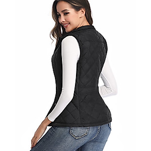 LONGKING Women's Vest - Stand Collar Lightweight Zip Quilted Vest for Women