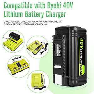 HUSUE 40V 6.0Ah Replacement Battery for Ryobi 40V Battery, Li-ion Battery Compatible with Ryobi 40V OP4015 OP40201 OP40261 OP40301 OP40401 OP40601 OP4026 OP4060 OP4026A Cordless Power Tools Battery