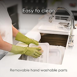 Compost Genie Kitchen Compost Bin, White Stainless-Steel Large, 3.6 Gallon, Indoor Odorless Composting, Hands-Free, Washable Parts, Includes 8 Tear-Off Compostable Bags and 4 Carbon Filters