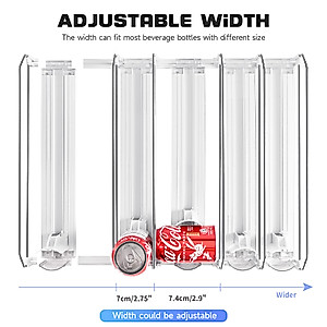 Upgrade Drink Organizer for Fridge, LAKIX Self-Sliding soda Can Dispenser for Refrigerator and Adjustable Width, 12oz to 20oz holds 50+ Cans (White + Black)