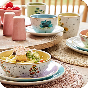 Corona Dinnerware Set 16-pieces Earthenware | Armonia | Hand-Painted | Set de Vajilla 4 puestos | 16 piezas | Ceramica | Artisan Decor