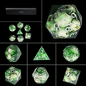 Polyhedron Dice Set of DND Resin Dice Set Green Dice Set D&D Skull Dice Dungeons and Dragons Dice of D&D Sharp Edge Dice RPG Dice of Dice Game