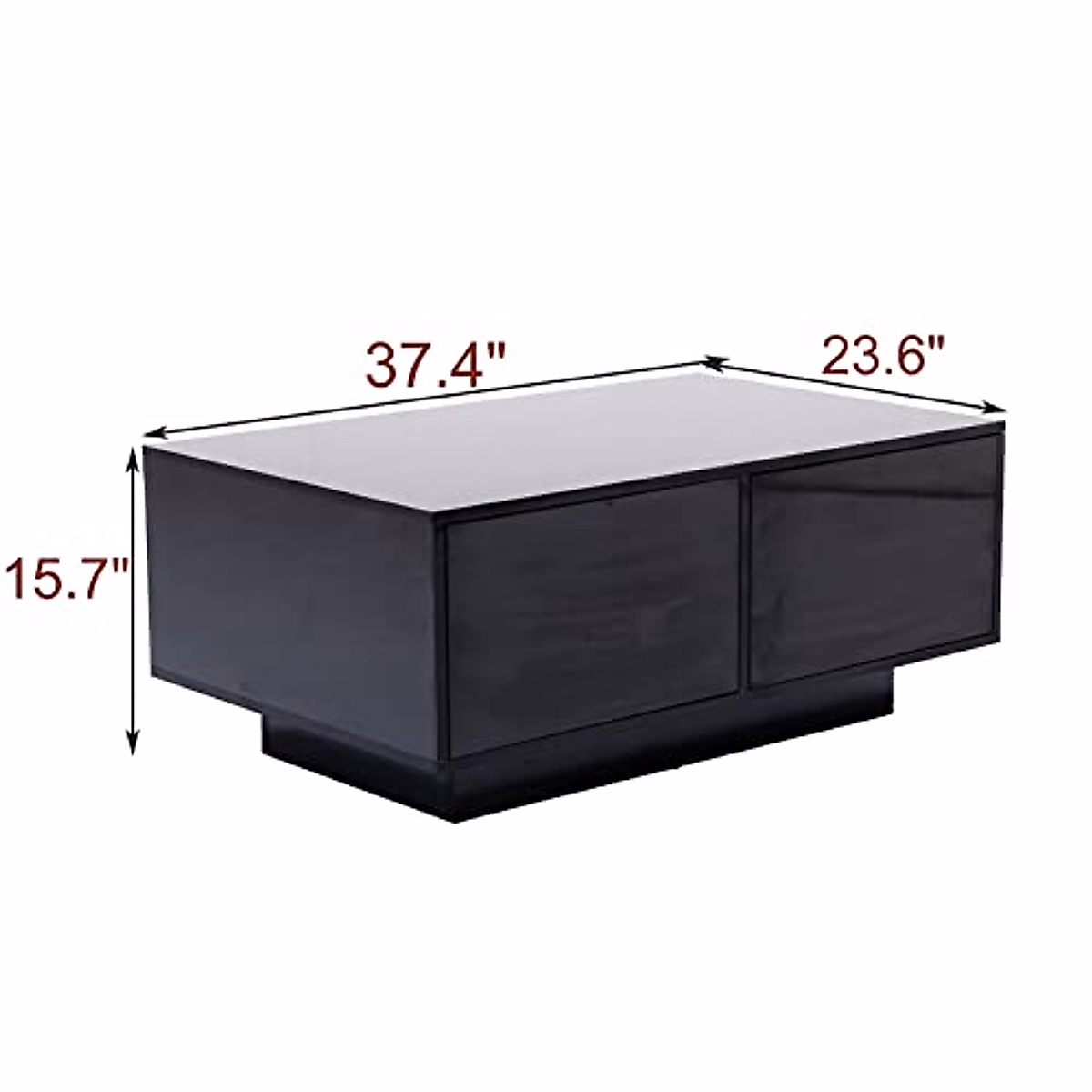 LED Coffee Table with Storage Drawers, High Glossy Coffee Table with LED Lights for Living Room, Modern Living Room Center Table Rectangular, Black (Style1, Black)