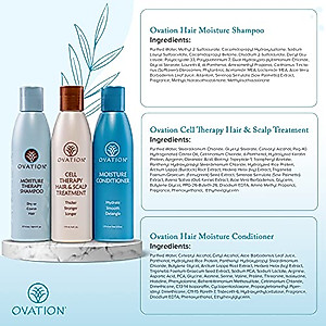 Ovation Hair Moisture Cell Therapy 6 oz System - Moisture Shampoo and Conditioner, Cell Therapy Hair & Scalp Treatment - Hair Treatment Set to Moisturize Thick, Dry Hair