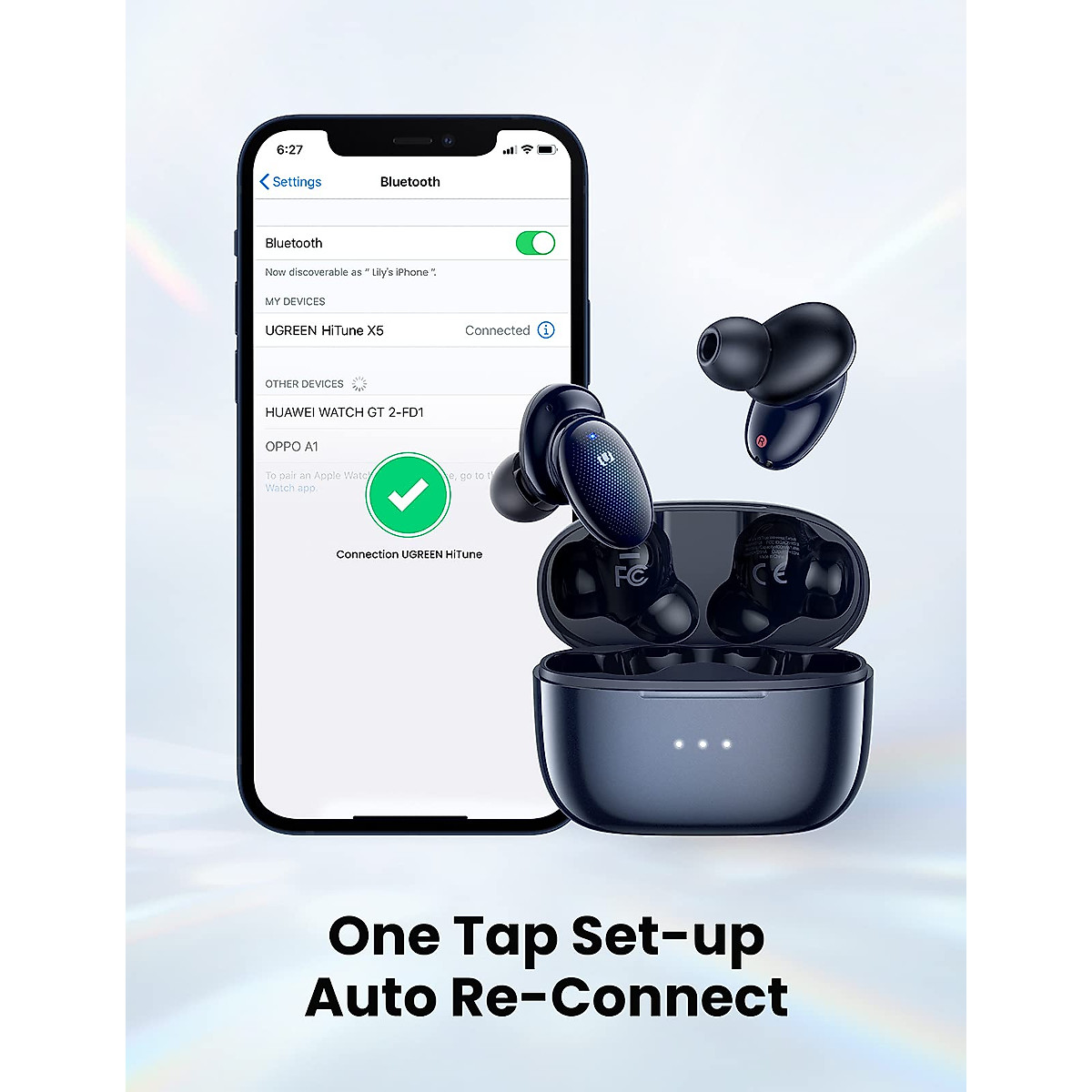 UGREEN X5 Wireless Earbuds Bluetooth 5.2, in-Ear Wireless Earphones with 4 Mics, CVC 8.0 Noise Cancelling for Clear Calls, AptX HiFi Stereo Adaptive Bluetooth Earbuds, 28h Playtime, Touch Control