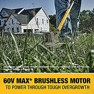 DEWALT FLEXVOLT 60V MAX* String Trimmer, Two Speed, 15-Inch, 3-Ah Battery & Extra Trimmer Line, 225-foot by 0.080-Inch (DCST970X1 & DWO1DT802) Yellow