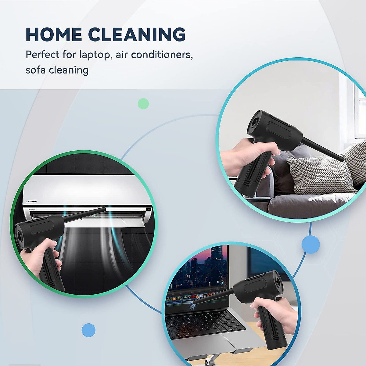 Cordless Electric Air Duster, JOMOSPO 50000RPM Powerful Compressed Air Can Replacement for Computer Keyboard Electronics Cleaning, Available for Swimming Ring Inflation and Vacuum Storage Bags Suction