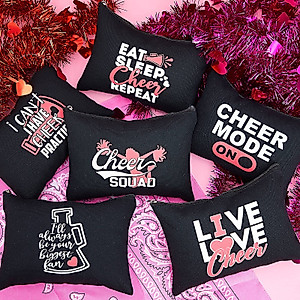 Saintrygo 9 Pieces Cheer Makeup Bags Canvas Cheer Bag Cosmetic for Cheerleaders Gifts Cheer Portable Travel Cheerleading Bag Toiletry Cheer Makeup Case Gift Zipper Pouches for Teammates Girls (Black)