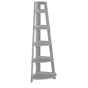 RiverRidge Kids 5-Tier Corner Ladder Floor Shelf, Gray (02-187)