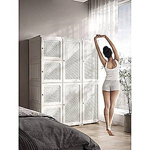 Portable Closet Clothes Wardrobe Plastic Bedroom Armoire 14"x20" Depth Cube Storage Organizer with Hanging Rod and Doors，15 Cubes, White (Door Accessories)