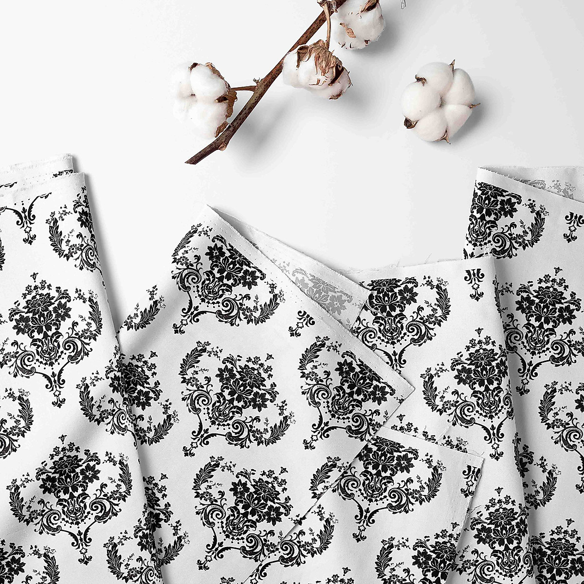 Bacati- Classic Damask White/Black Crib Fitted Sheet