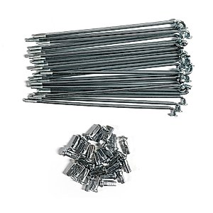 24Pcs 12G Bike Spokes MTB Steel Spokes Universal Fits for Road Bikes Mountain Bikes 55mm-215mm W/Nipples Silver